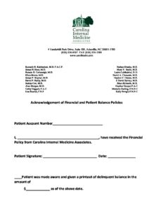 Acknowledgement of Financial & Patient Balance Policies | Carolina ...